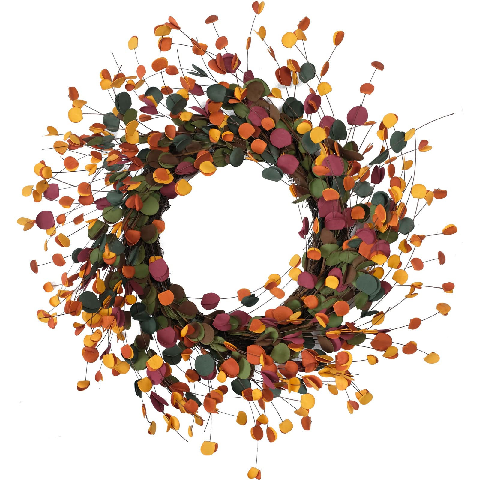 One Allium Way® 20 inches Fall Eucalyptus Leaves Wreath Thanksgiving ...