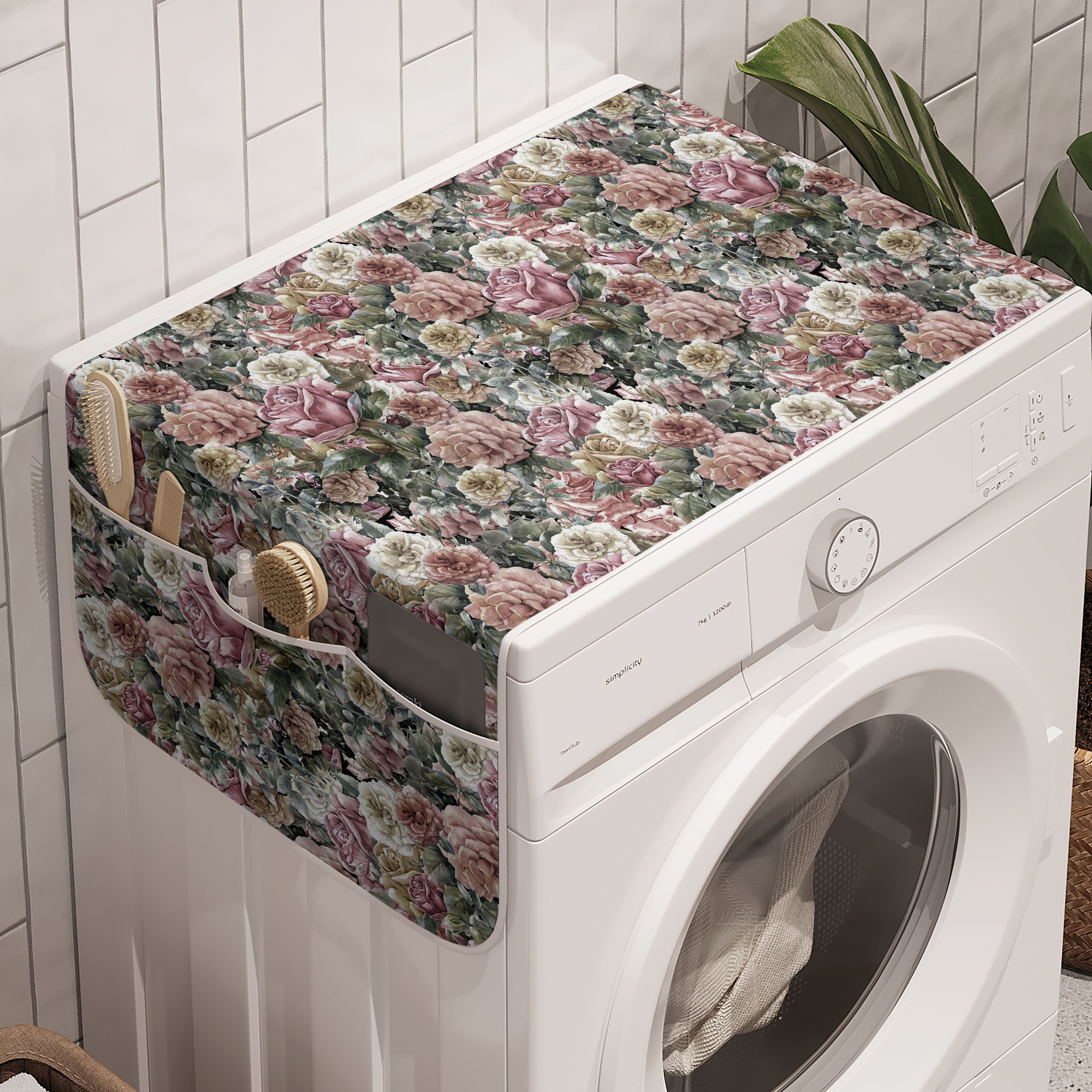 East Urban Home Roses Washing Machine Organizer Pack of 2 47" x 18.5 ...