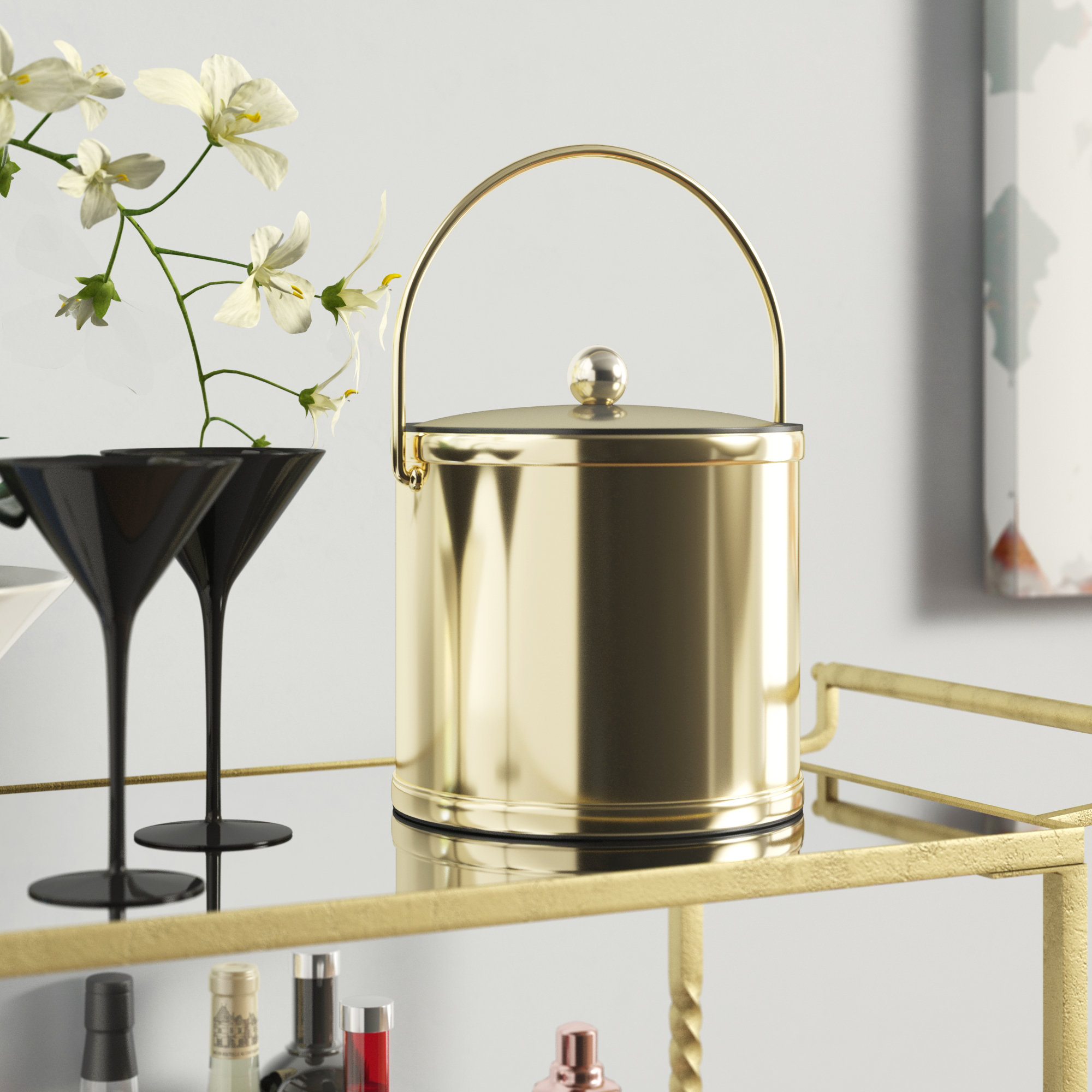 House of Hampton® Dajavette 3 Qt Ice Bucket with Metal Cover in ...