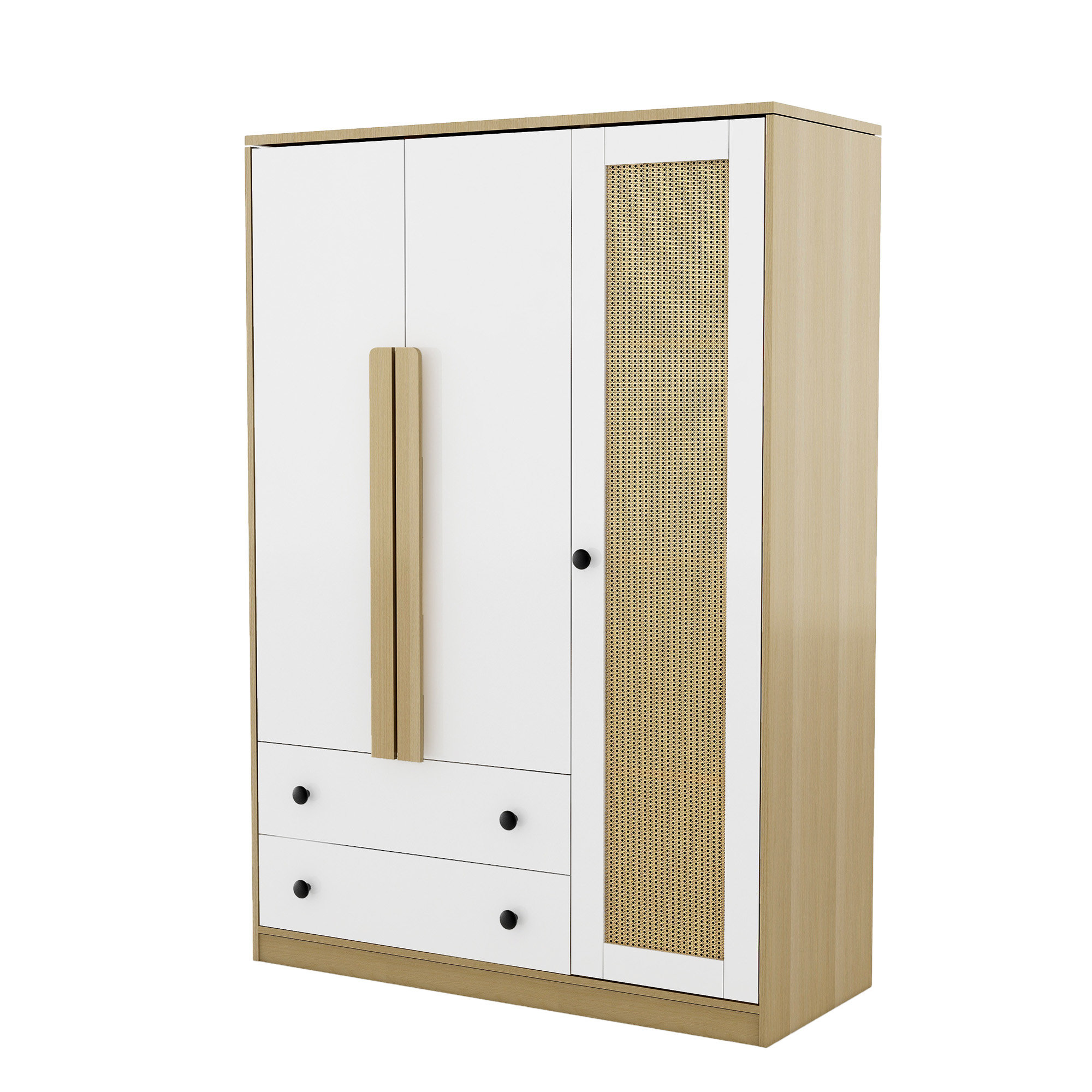 Bayou Breeze Stylish And Functional Wooden Rattan Wardrobe For Bedroom ...
