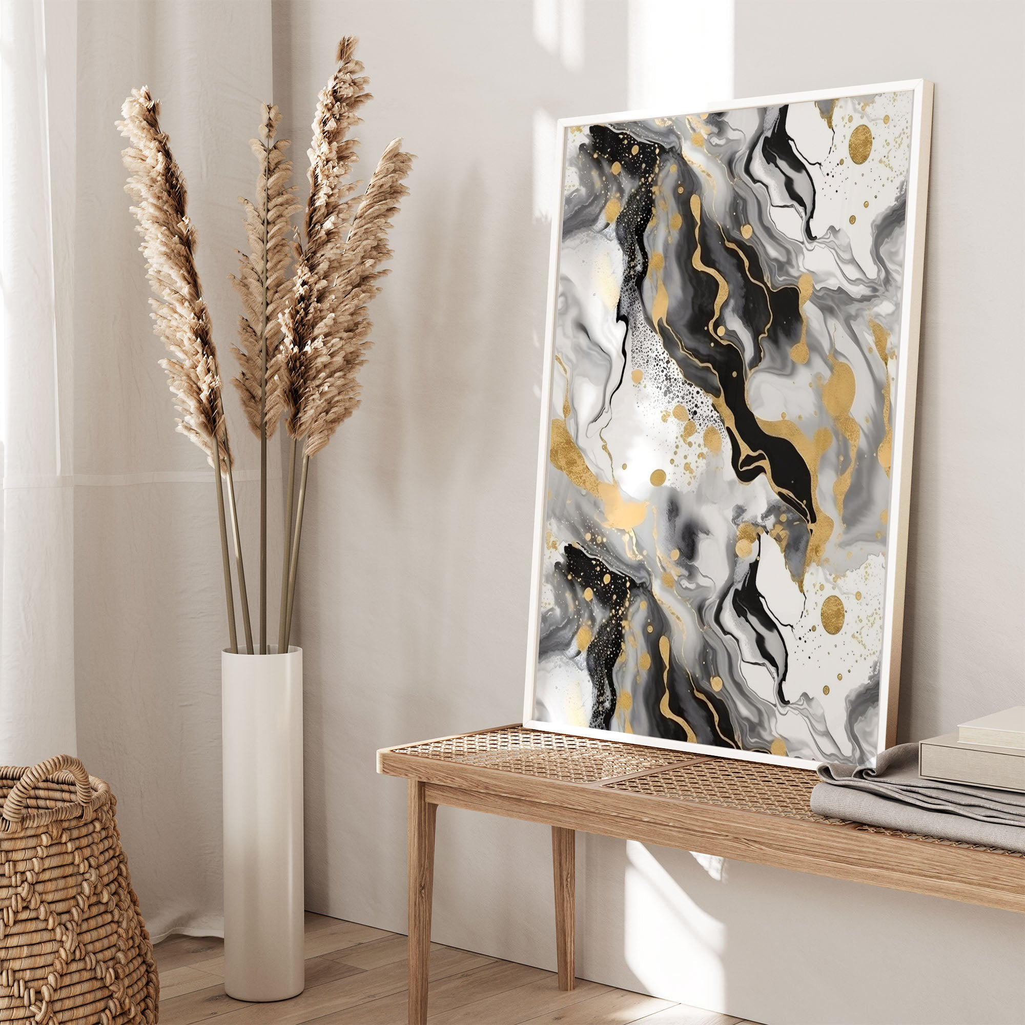 Winston Porter Abstract Gold Strokes II Modern Unframed Art Print | Wayfair