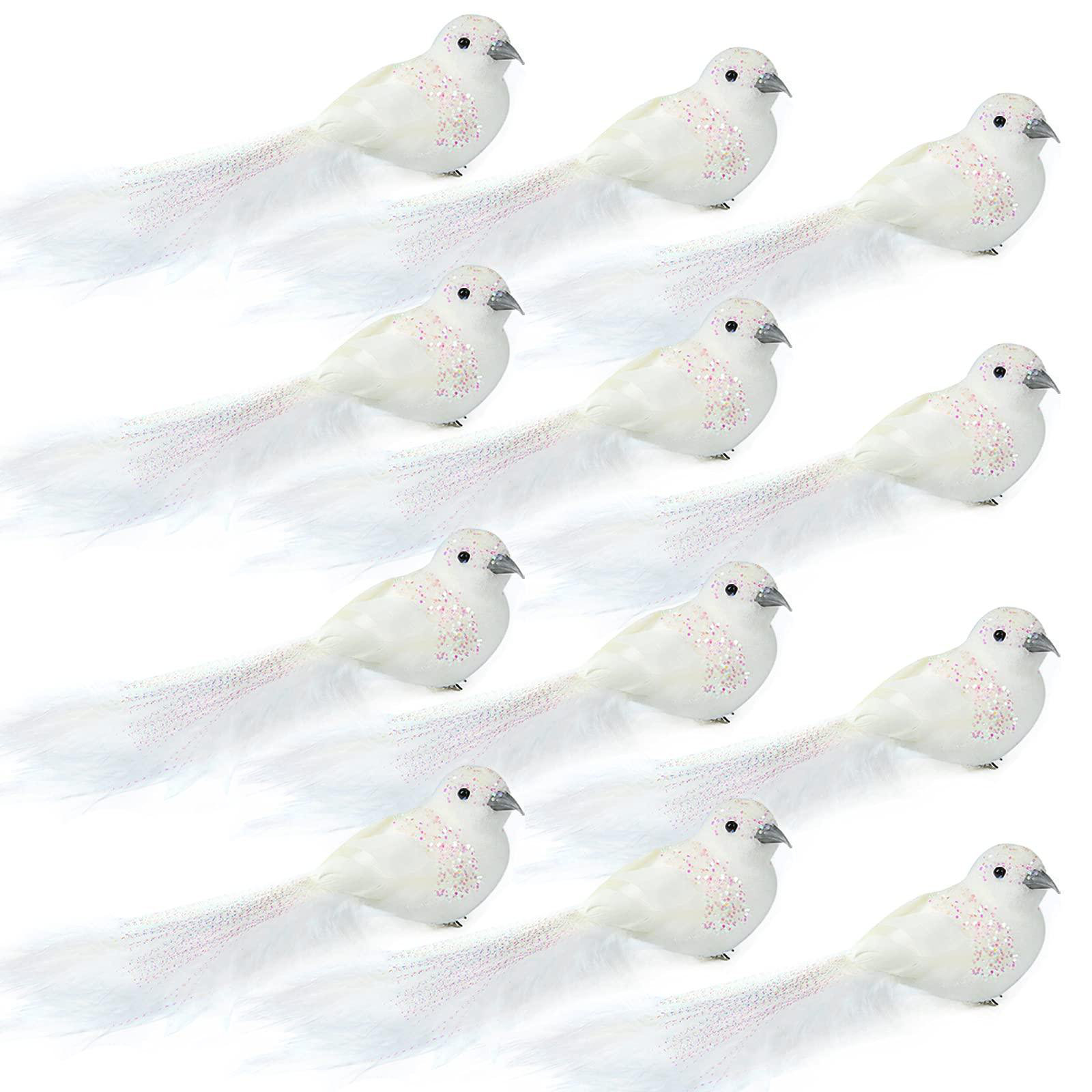 The Holiday Aisle® 12-Pack Handmade Artificial Dove Bird Ornaments for ...