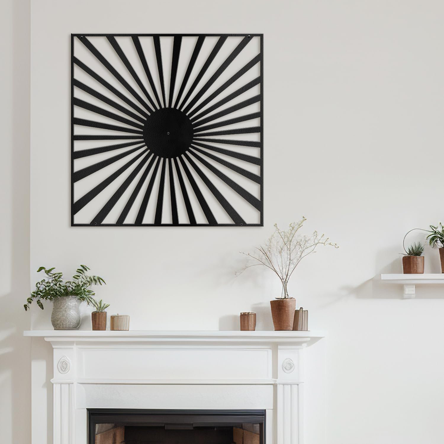 SIGNLEADER Sun Rays Burst, Black Gold Metal Wall Accent, Minimalist ...