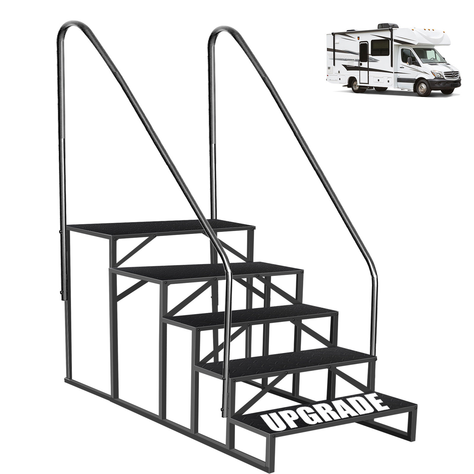 WFX Utility™ RV Steps with 2 Handrail, 5 Steps Mobile Home Ladder ...