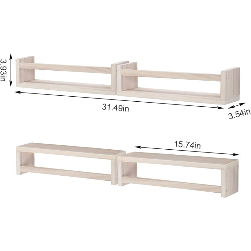 Ebern Designs Poelm 4 Piece Pine Solid Wood Floating Shelf | Wayfair