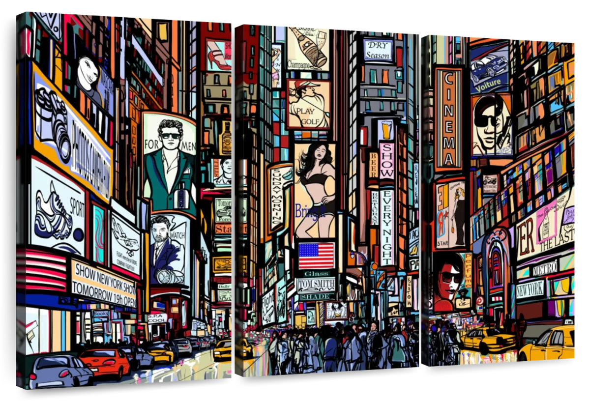 Ebern Designs Sebbie Cartoon Times Square | Wayfair