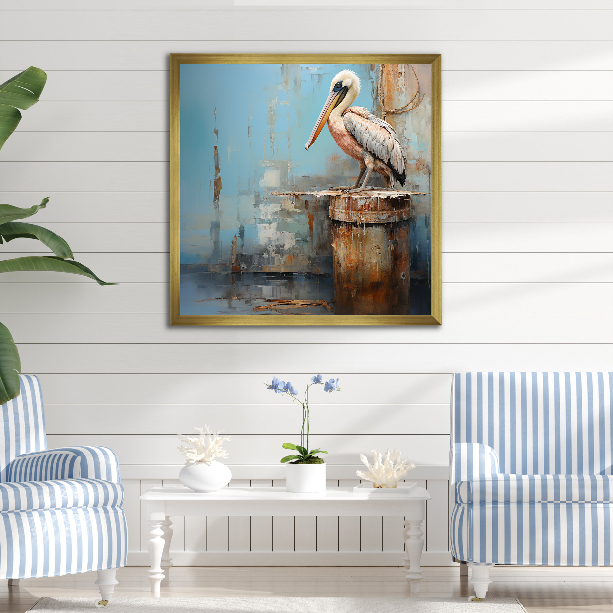 Highland Dunes Minimalist Pelican Poise I - Coastal Animal Wall Art ...