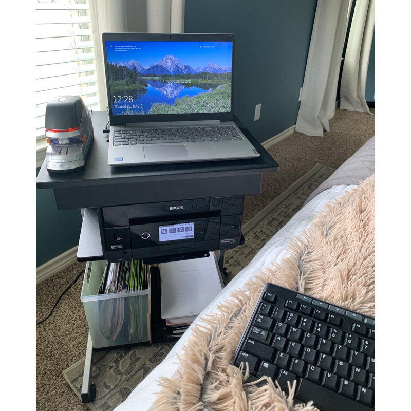 MODVAT Black Rolling Laptop Cart with Storage | Wayfair