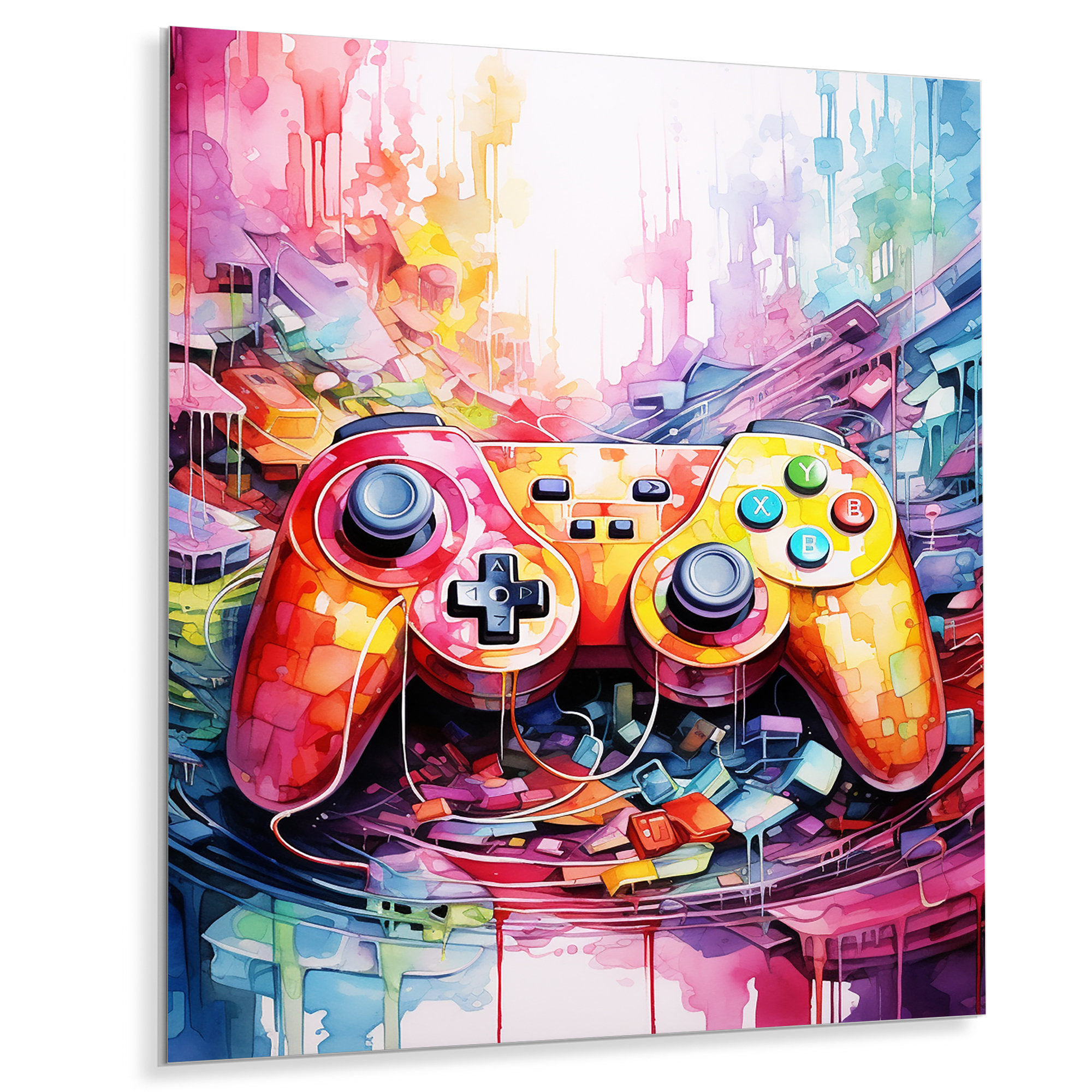 Grovelane Colorful Video Game Pixel Euphoria - Video Games Metal Wall ...