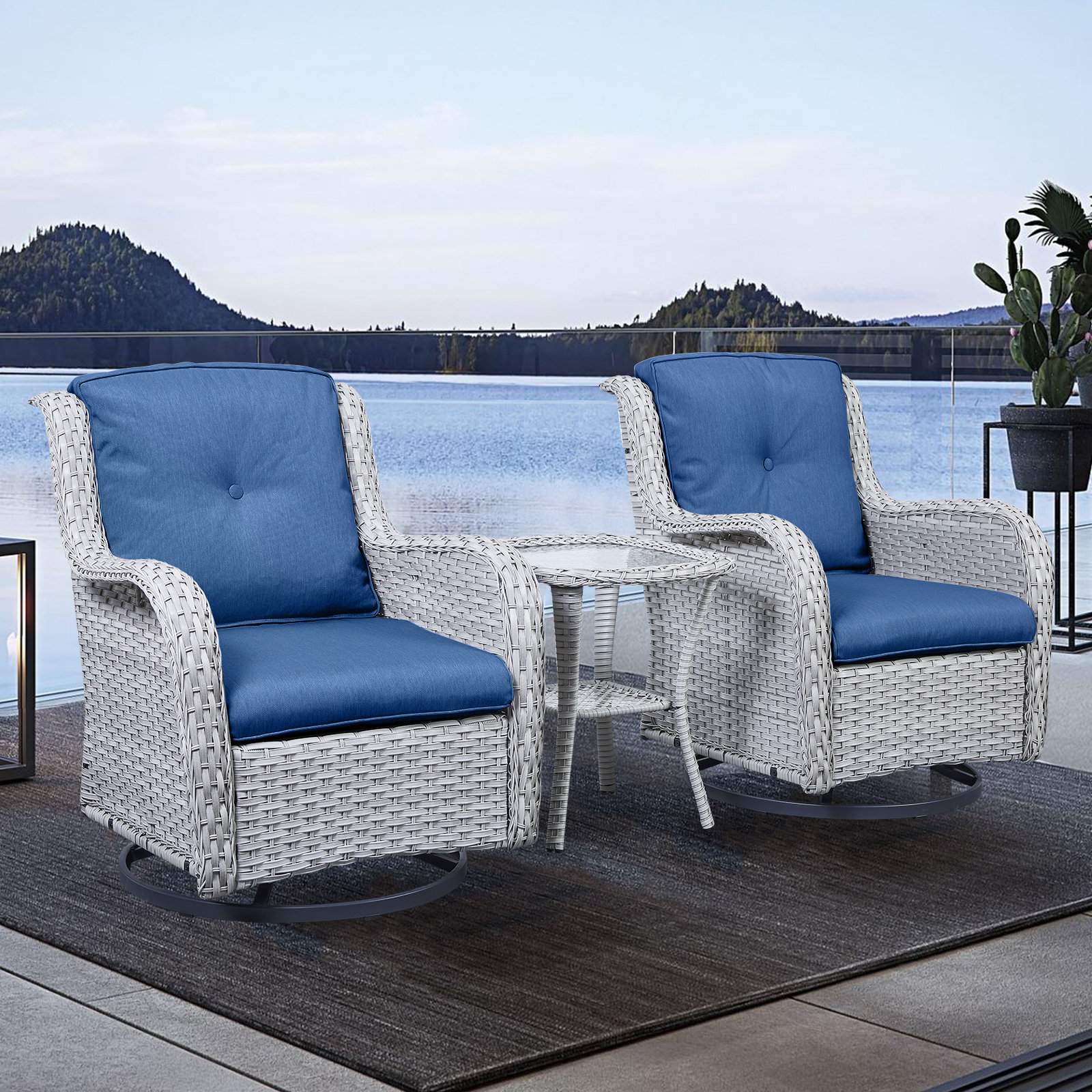 Wildon Home® Turnalar Wicker Outdoor Swivel Accent Patio Lounge Chairs ...