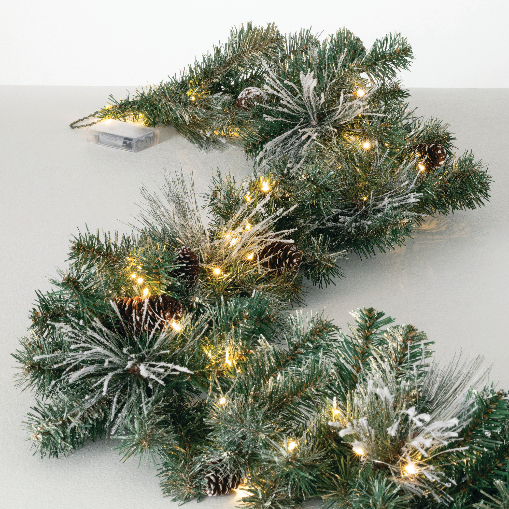 The Holiday Aisle® Artificial 9' Flocked LED Pine Christmas Garland ...