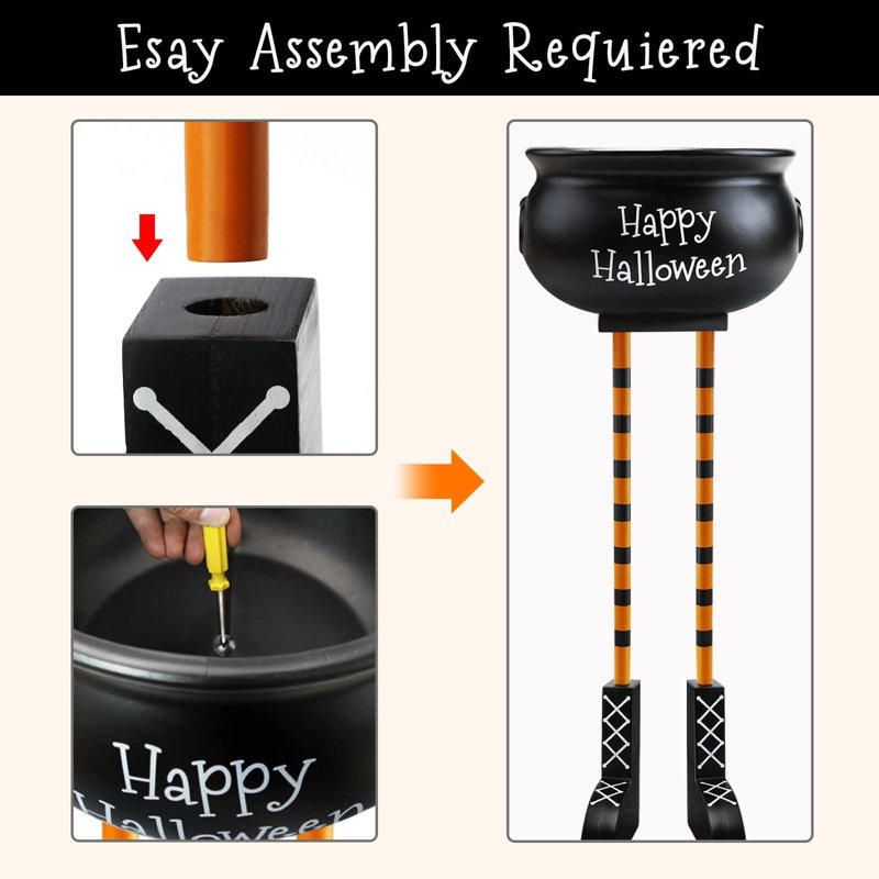The Holiday Aisle® Cute Witch Legs Candy Bowl - Outdoor Halloween Decor ...