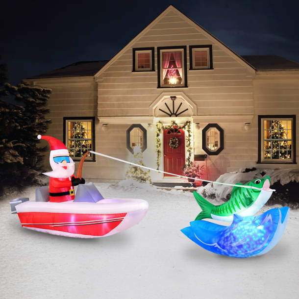 The Holiday Aisle® Fishing Santa Inflatable & Reviews | Wayfair