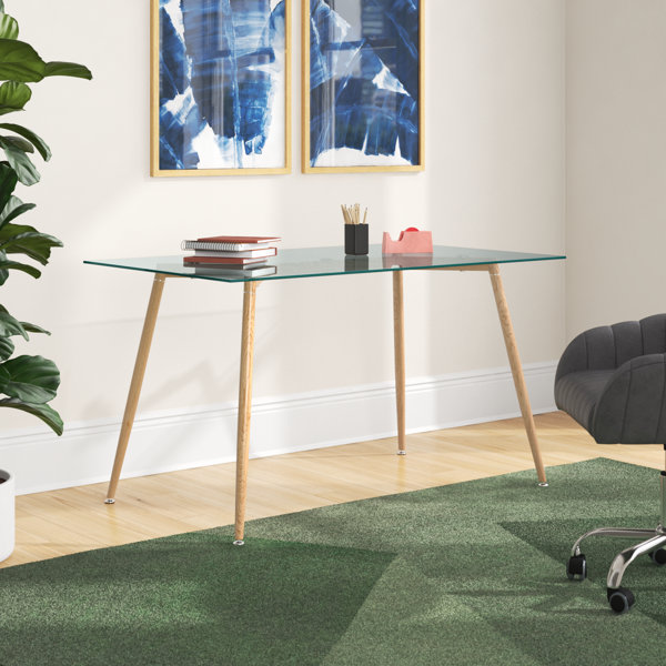 Mercury Row® Sydenham 51" Home Office Tempered Glass Top Writing Desk ...