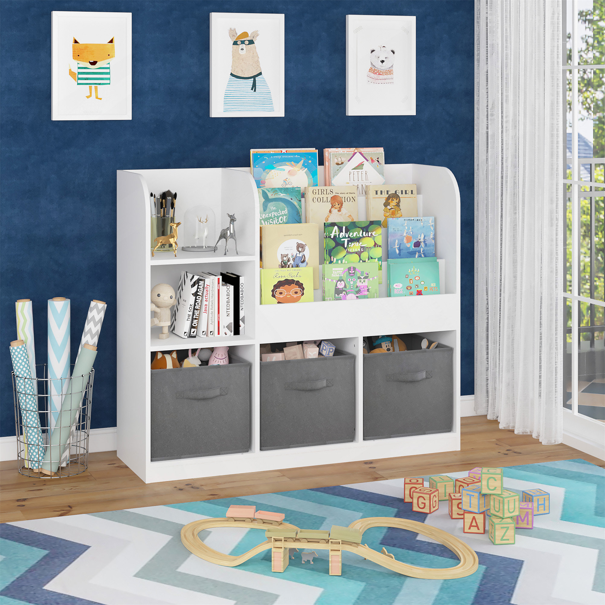Harriet Bee Kids Bookcase And Bookshelf, Multifunctional Bookcase With ...