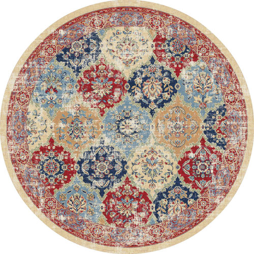 Bungalow Rose Alfa Rich Ultra-Thin Floral Red Blue Beige Washable Non ...