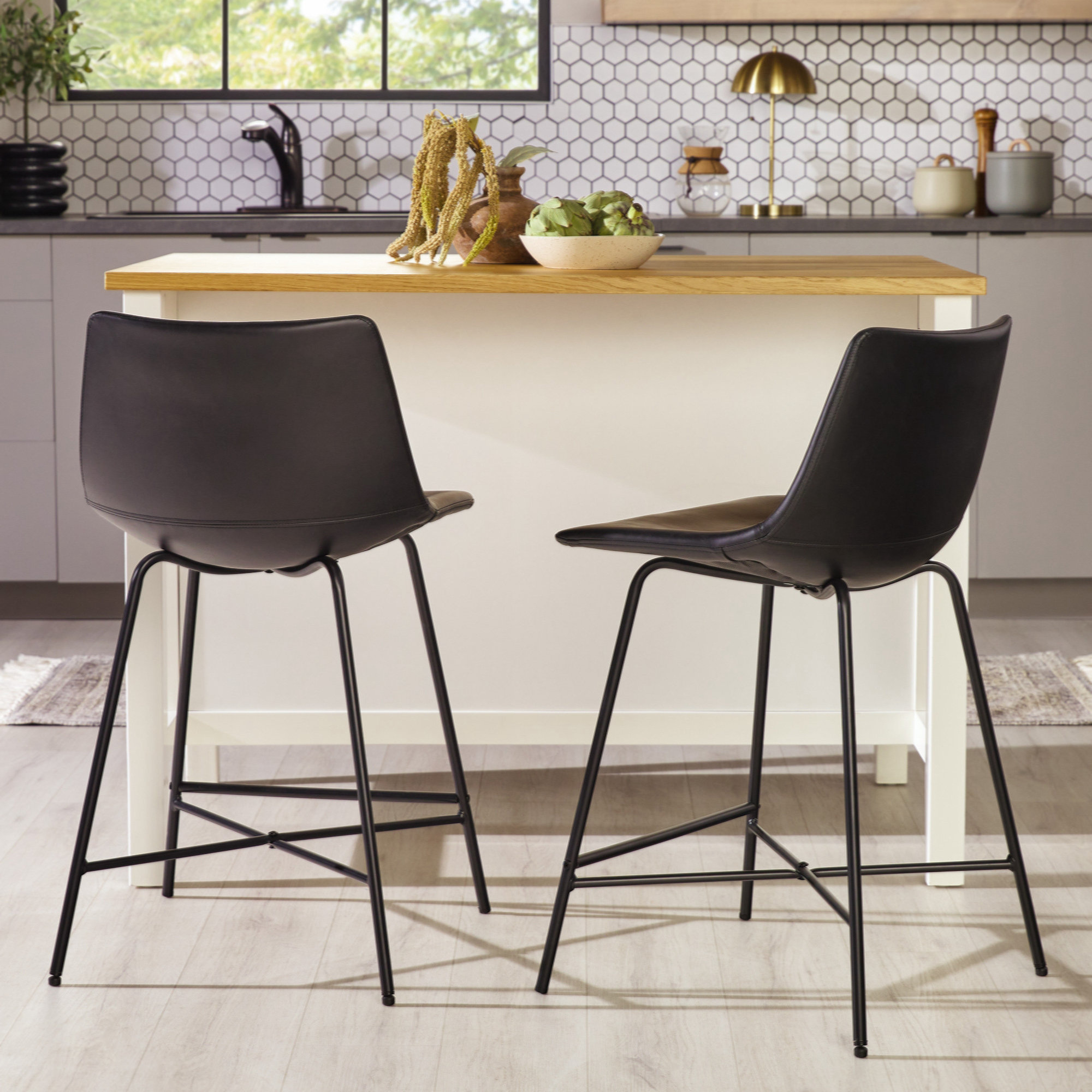 17 Stories Shaban Upholstered 33.18'' Counter Extra Tall Stool with ...