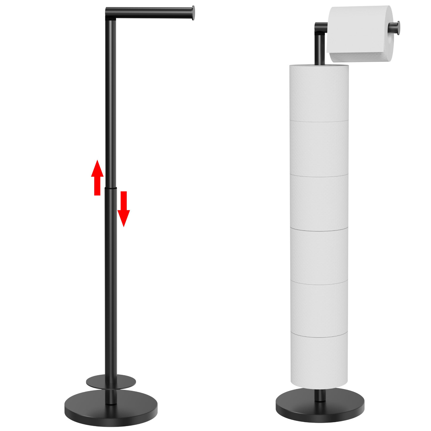 ENOLIL Toilet Paper Holder Stand, Height Adjustable, Tissue for 6 Spare ...