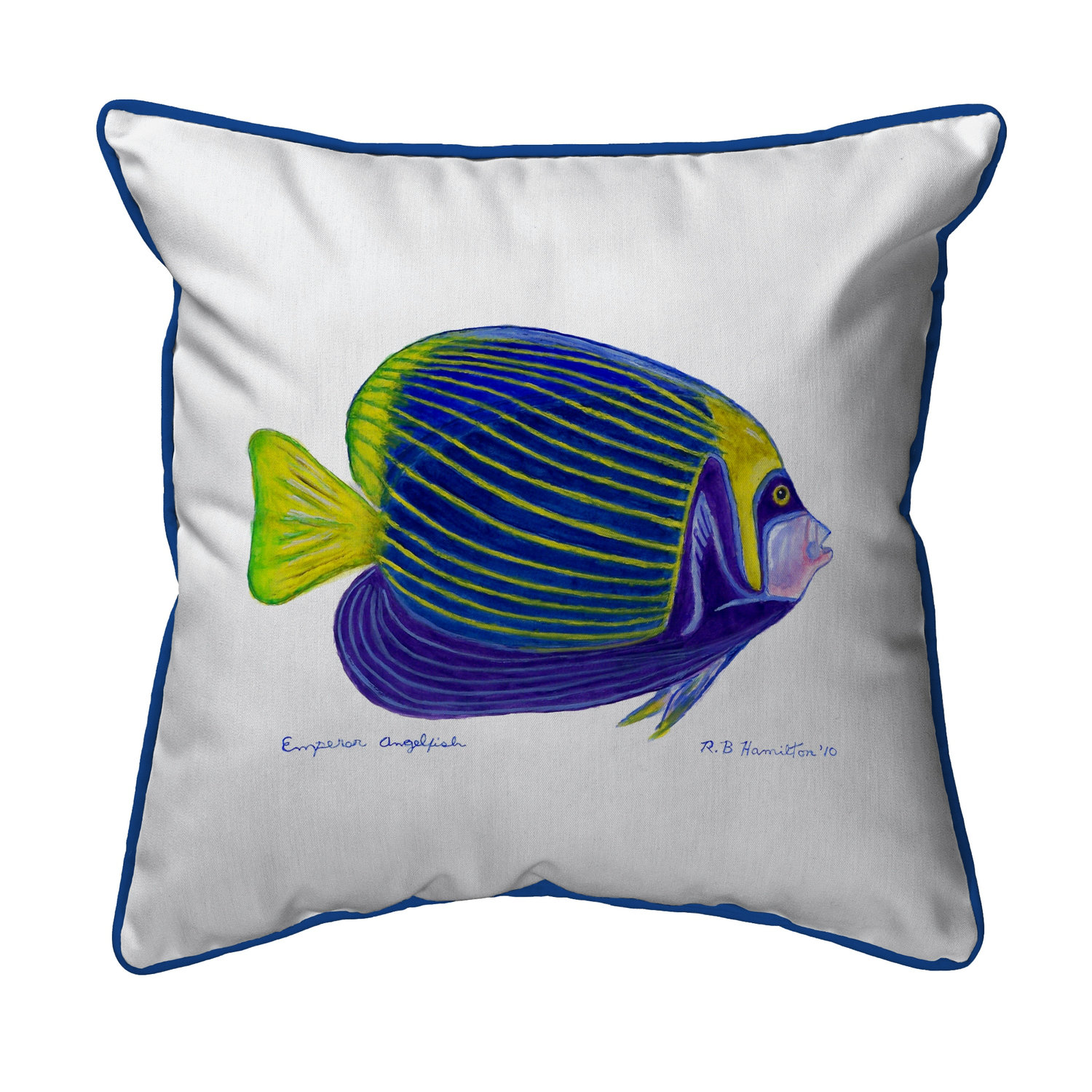 Betsy Drake Interiors Emperor Angelfish Small Outdoor Square Pillow ...