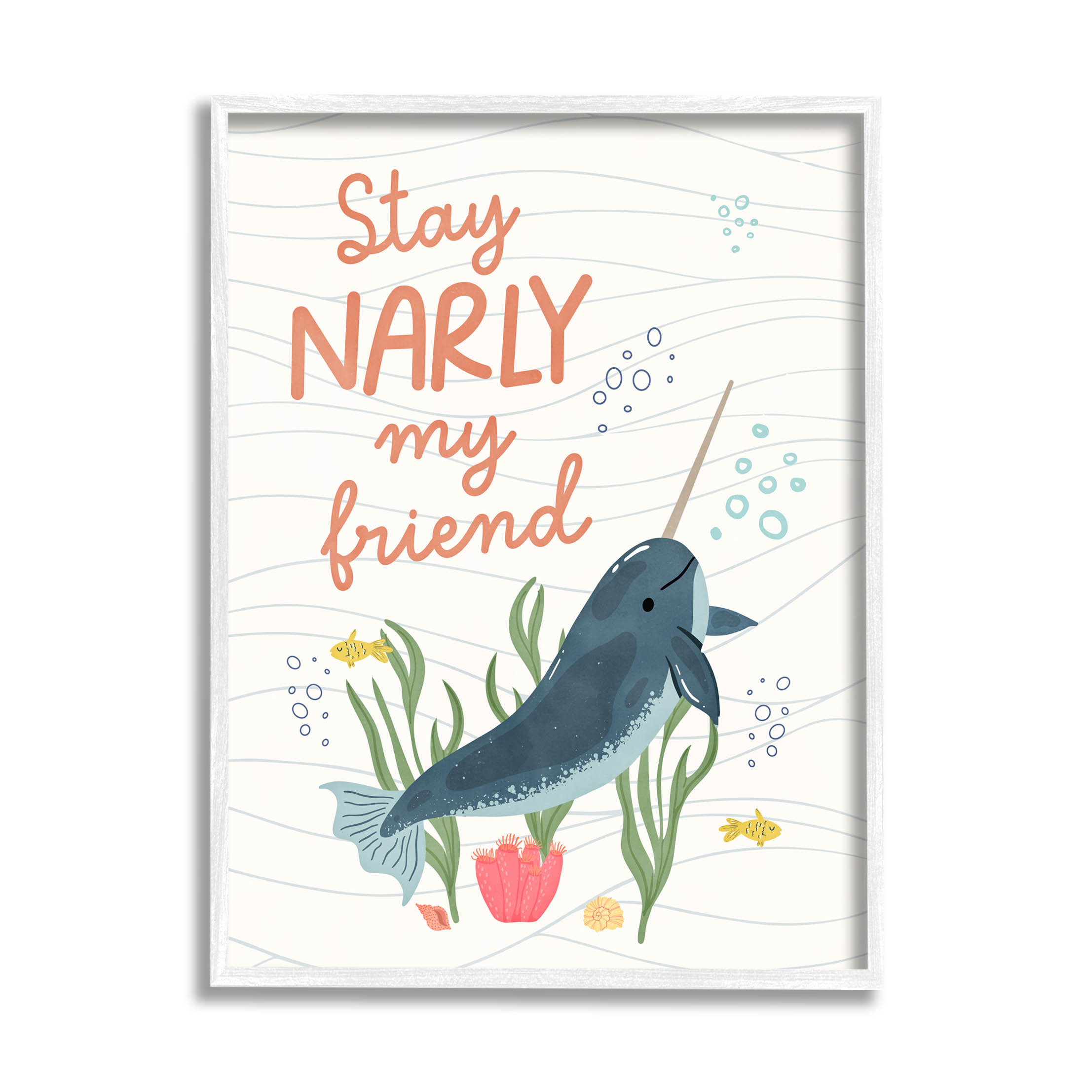 Stupell Industries Stay Narly My Friend Narwhal Giclee Art By Nina Blue ...