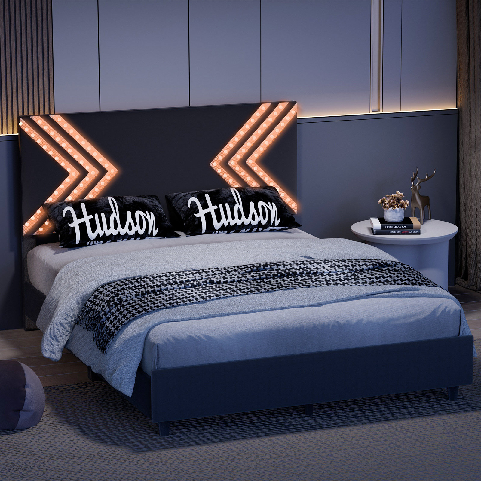 Wrought Studio™ Gaming Bed With Rgb Led Lights, Led Bed Frame, Black ...