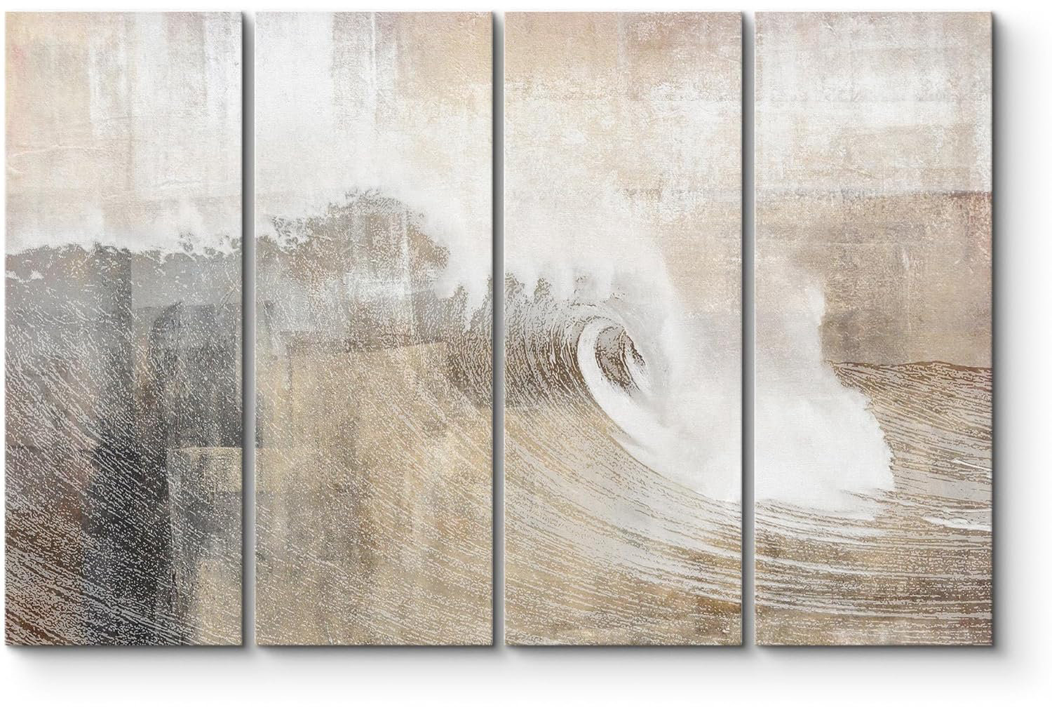 IDEA4WALL " Gray And Tan Color Block Ocean Wave Overlay Nature " 4 ...