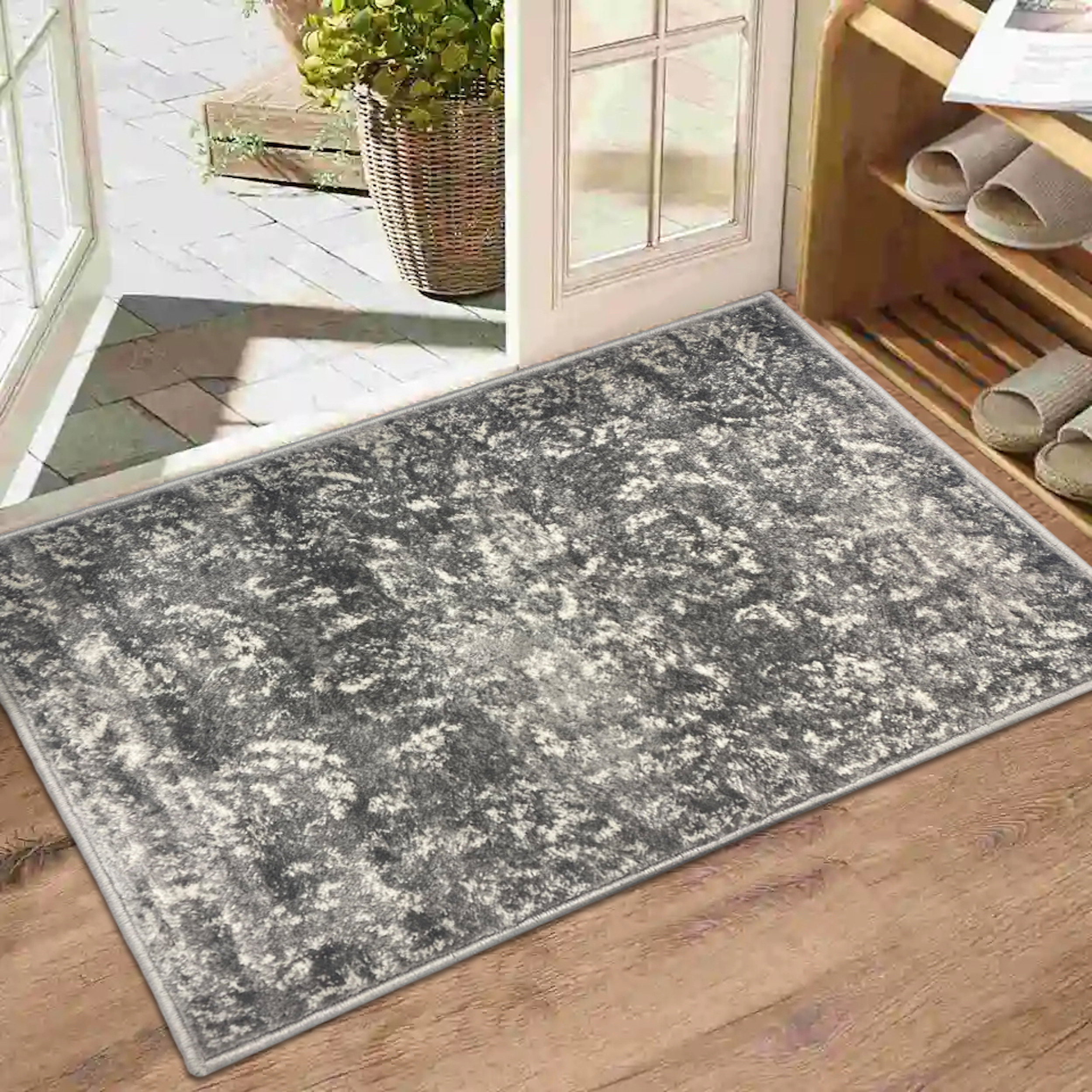 Williston Forge Gasha Oriental Grey Doormat | Wayfair