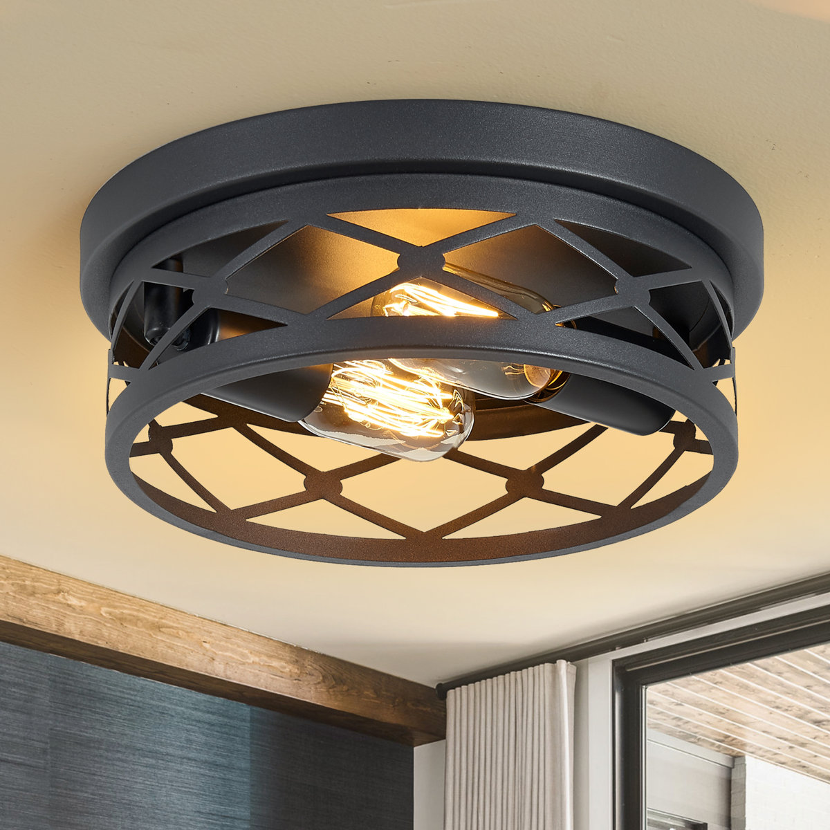 17 Stories 2 Light Farmhouse Flush Mount Ceiling Light-2 Pack (Bulbs ...