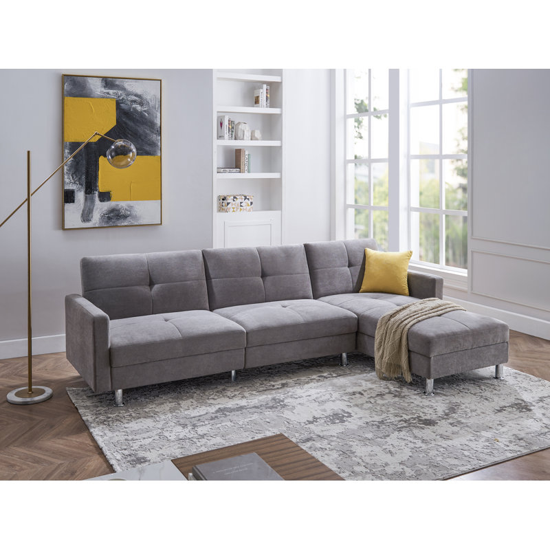 Ebern Designs Hendricksen 108" Wide Reversible Sofa Bed and Storage ...