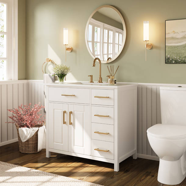 Sand & Stable Brecken 36'' Single Bathroom Vanity with Stone Top ...