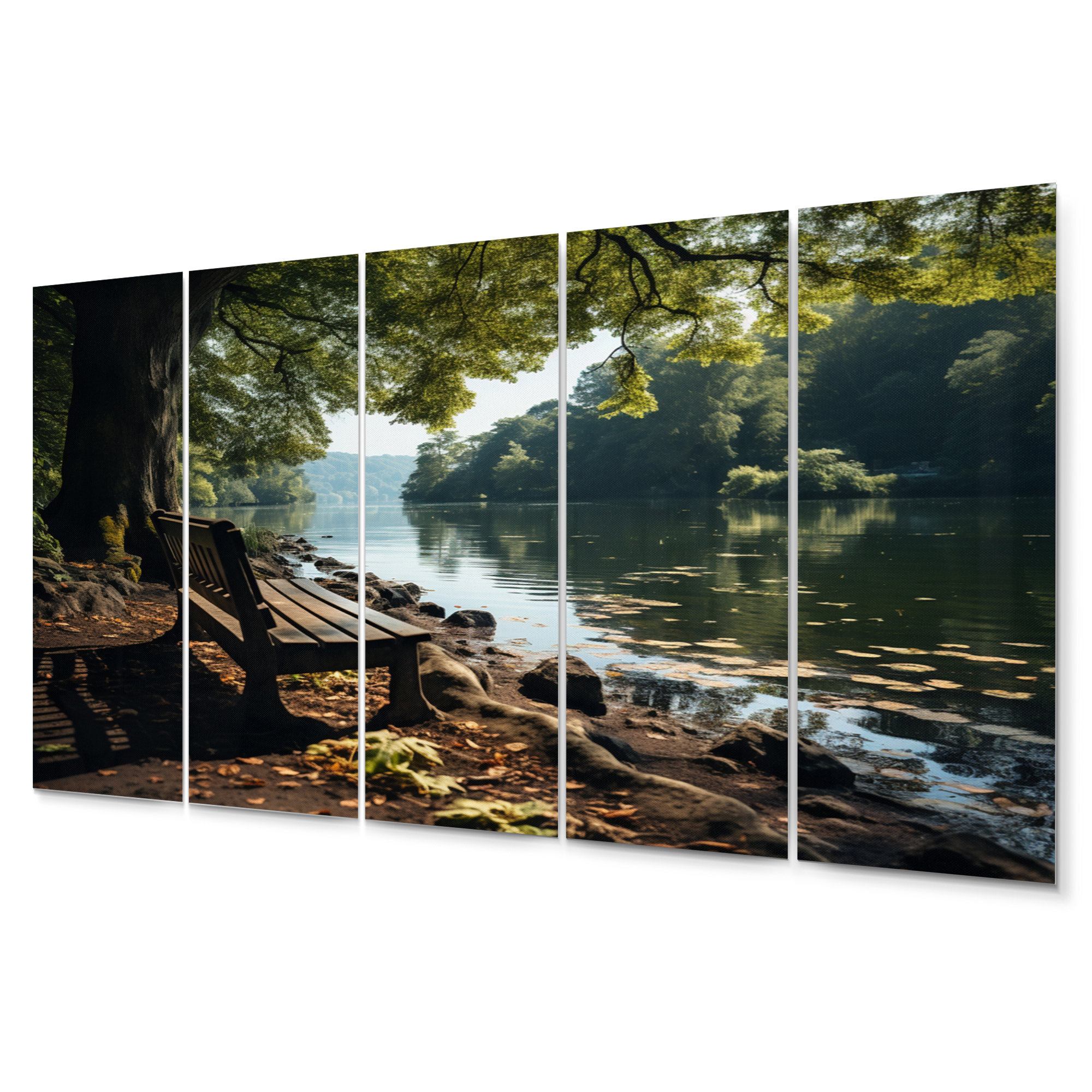 Design Art Lakehouse Bench Relaxation I - Lakehouse Metal Wall Decor ...