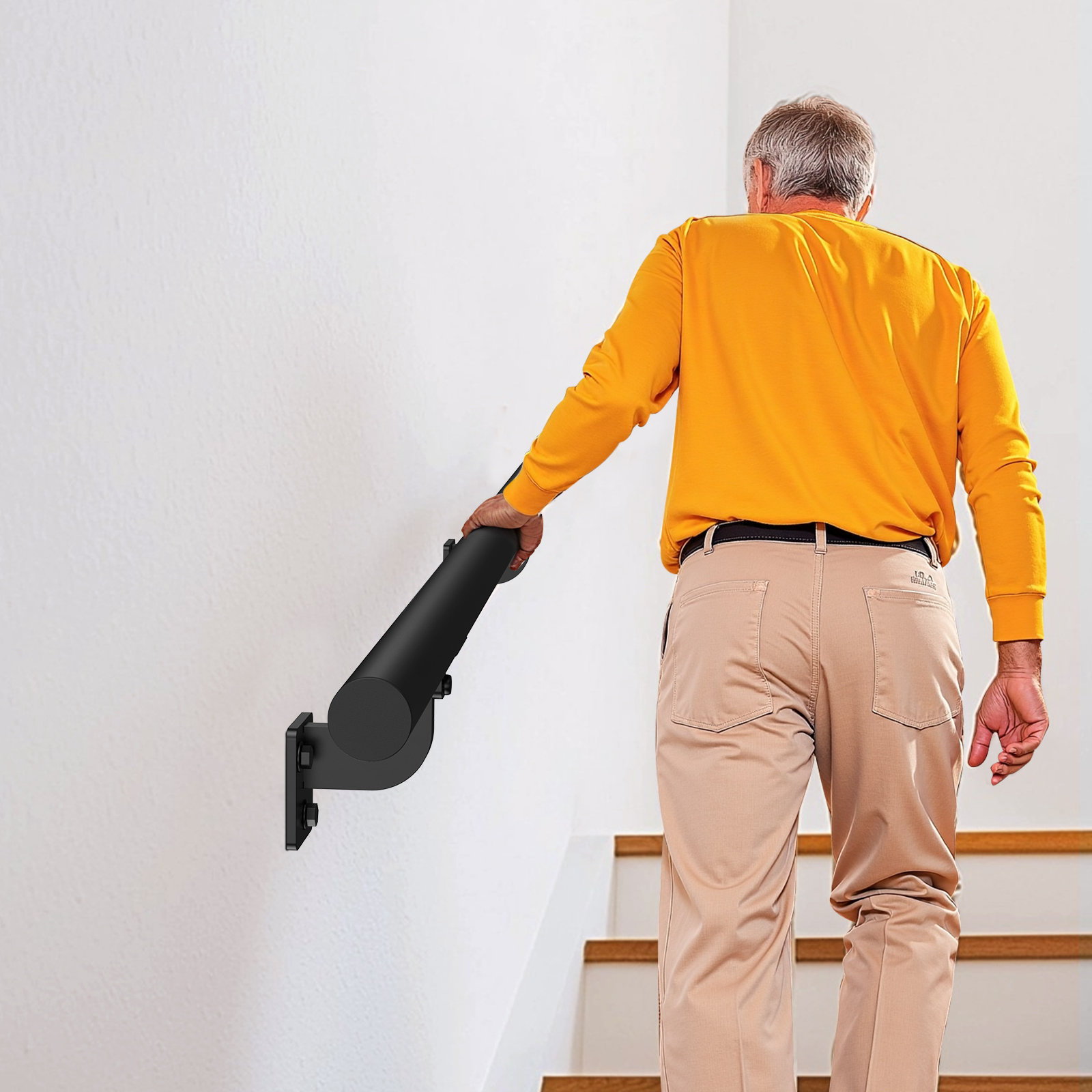 Stellweilan Tessberg 4ft Wall Mounted Stair Handrail Black Aluminum ...