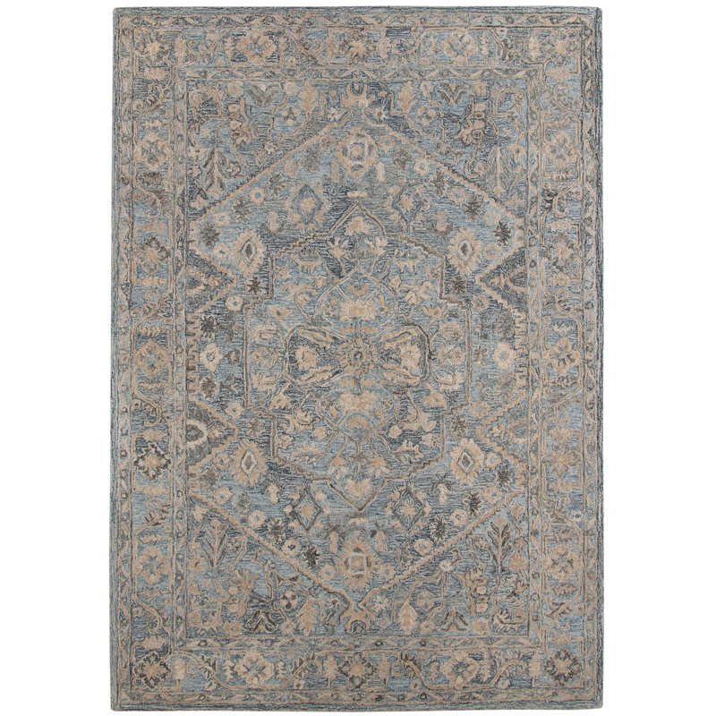 Bungalow Rose Shawsheen Handmade Hand Tufted Gray/Blue Rug | Wayfair