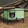 VEVOR Elevated Heated Cat House Cuboid Kitty Shelter with Heated Pad ...