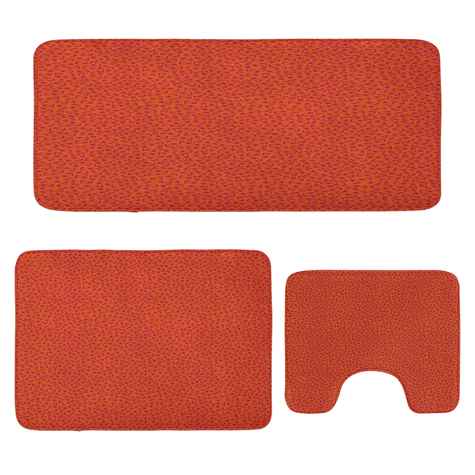 East Urban Home Orange Maroon Bathroom Rug Set 3 Pieces U-Shape ...
