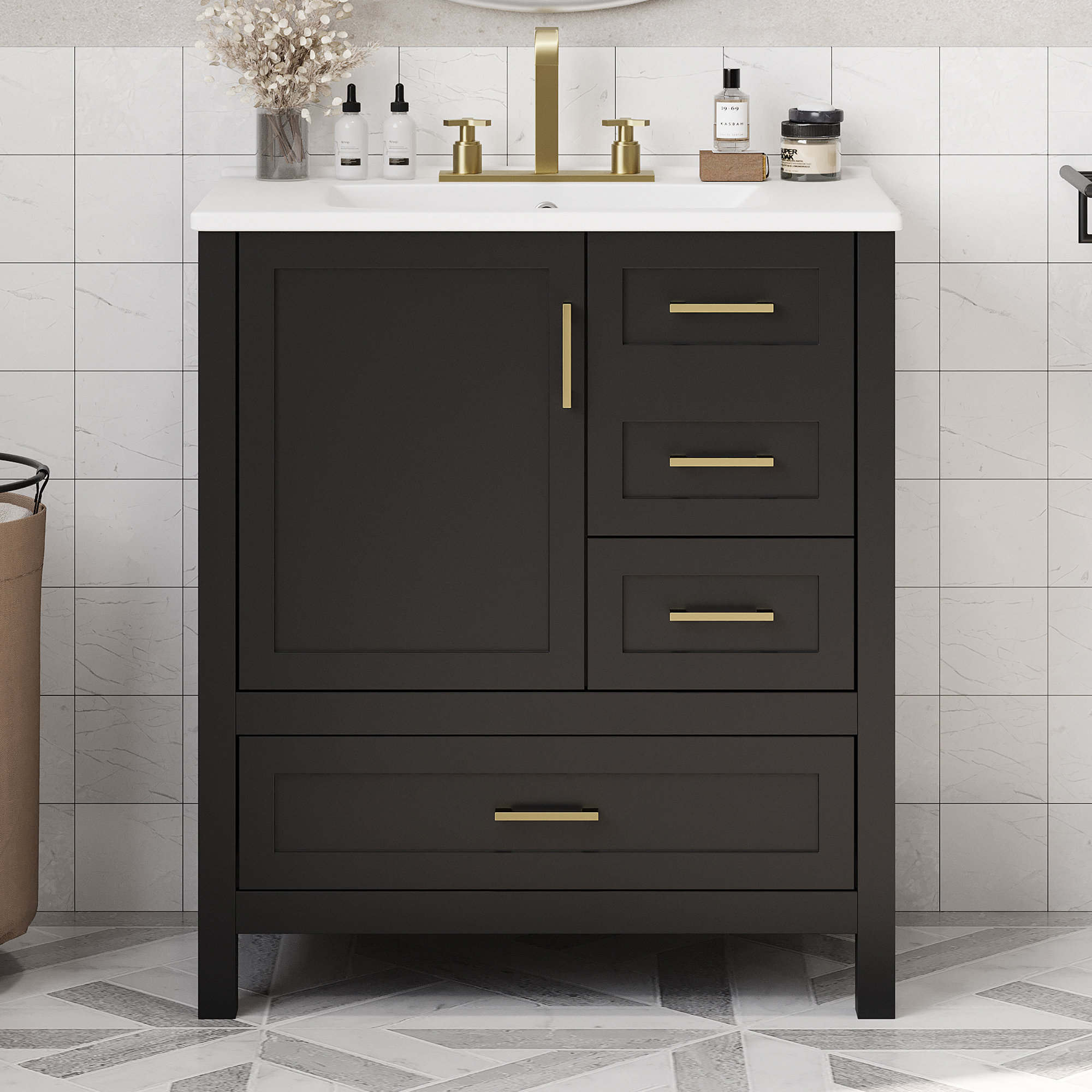 Latitude Run® 30" Bathroom Solid Wood Frame Vanity With Single Sink ...