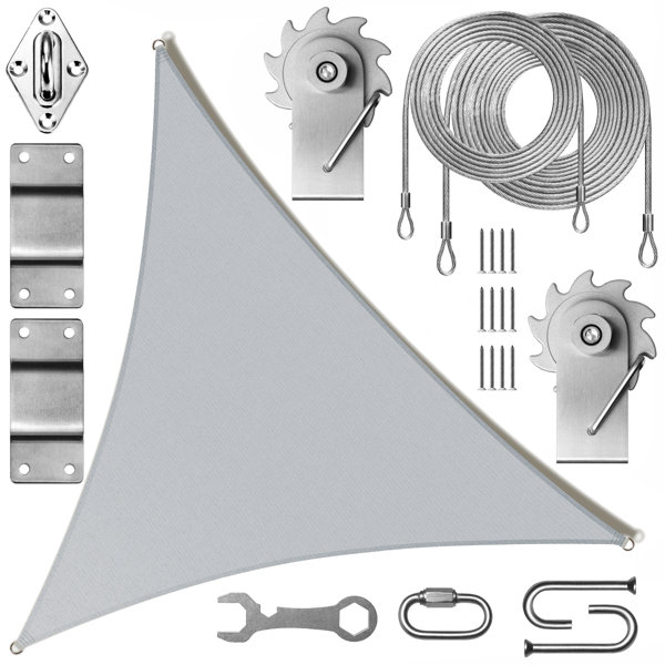 Colourtree Triangle Sun Shade Sail With Winch Installation Kit and ...
