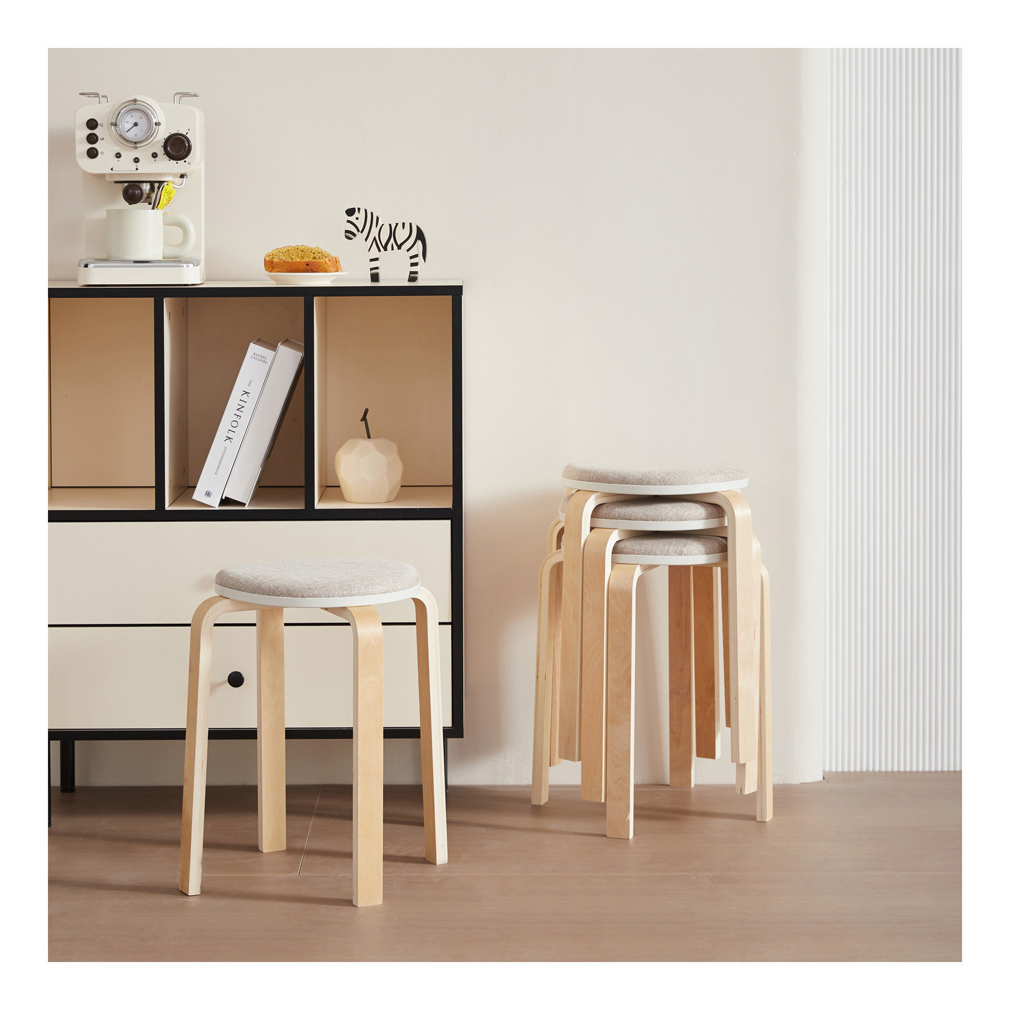 George Oliver Set Of 4 Stackable Stools, Stackable Bentwood Stools ...