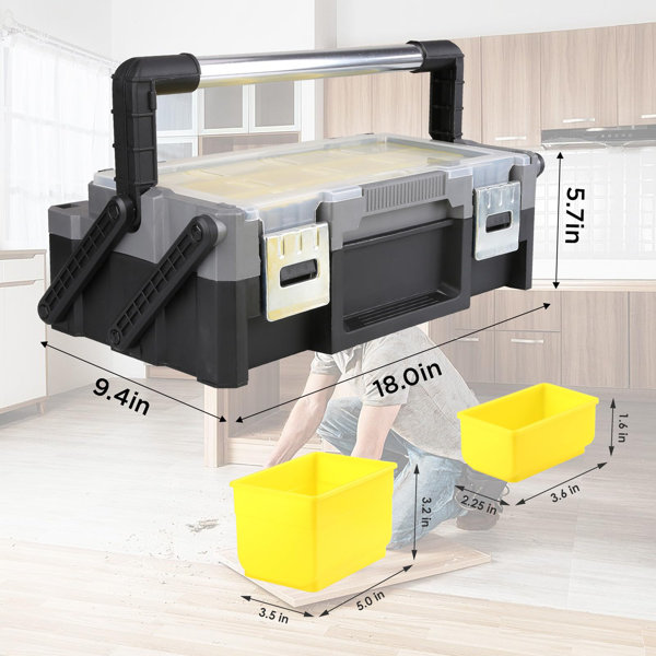 Ivy Bronx Portable Plastic Cantilever Tool Box And Storage Case With ...