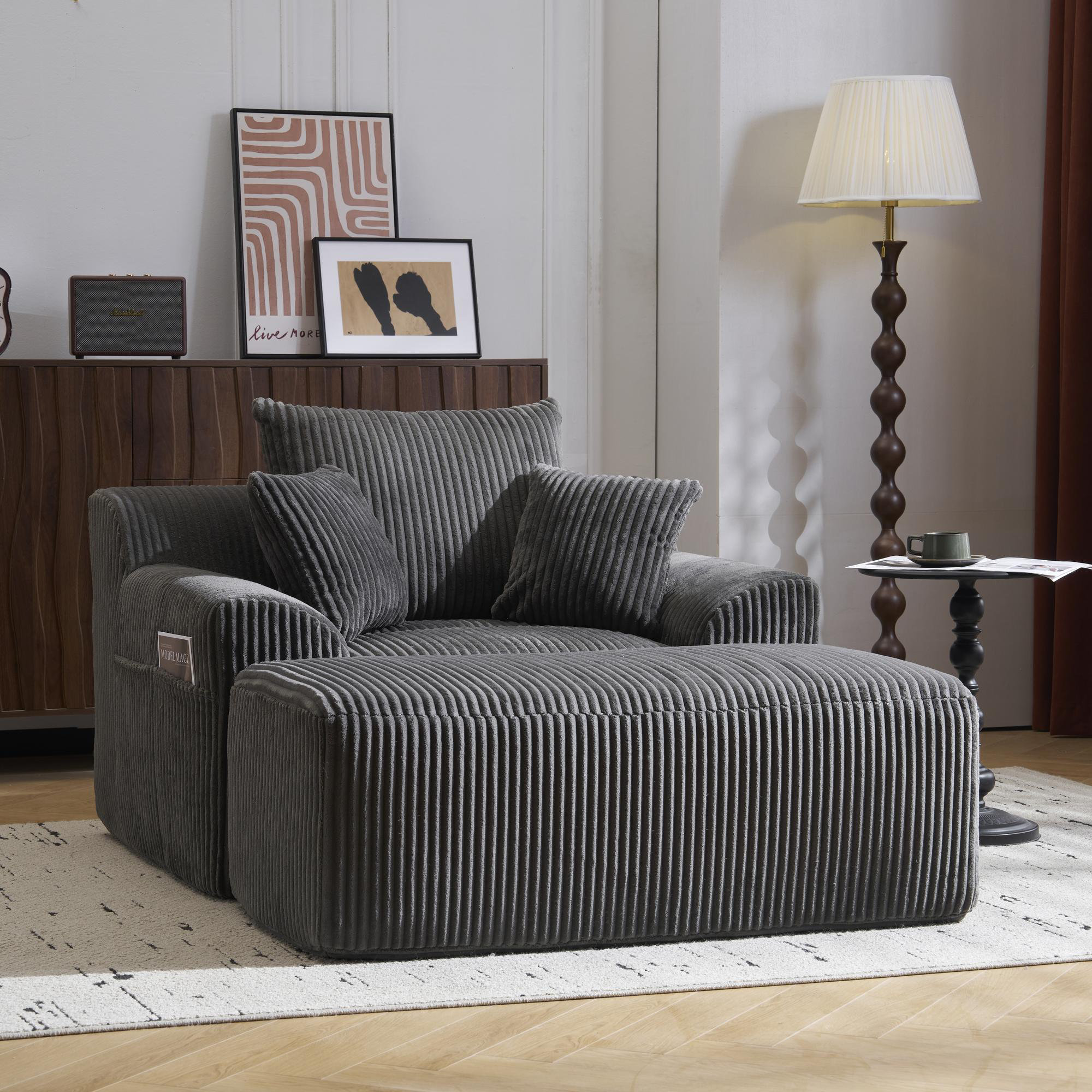 Mercer41 Oversized chaise lounge chair indoor , Comfy Fluffy boneless ...