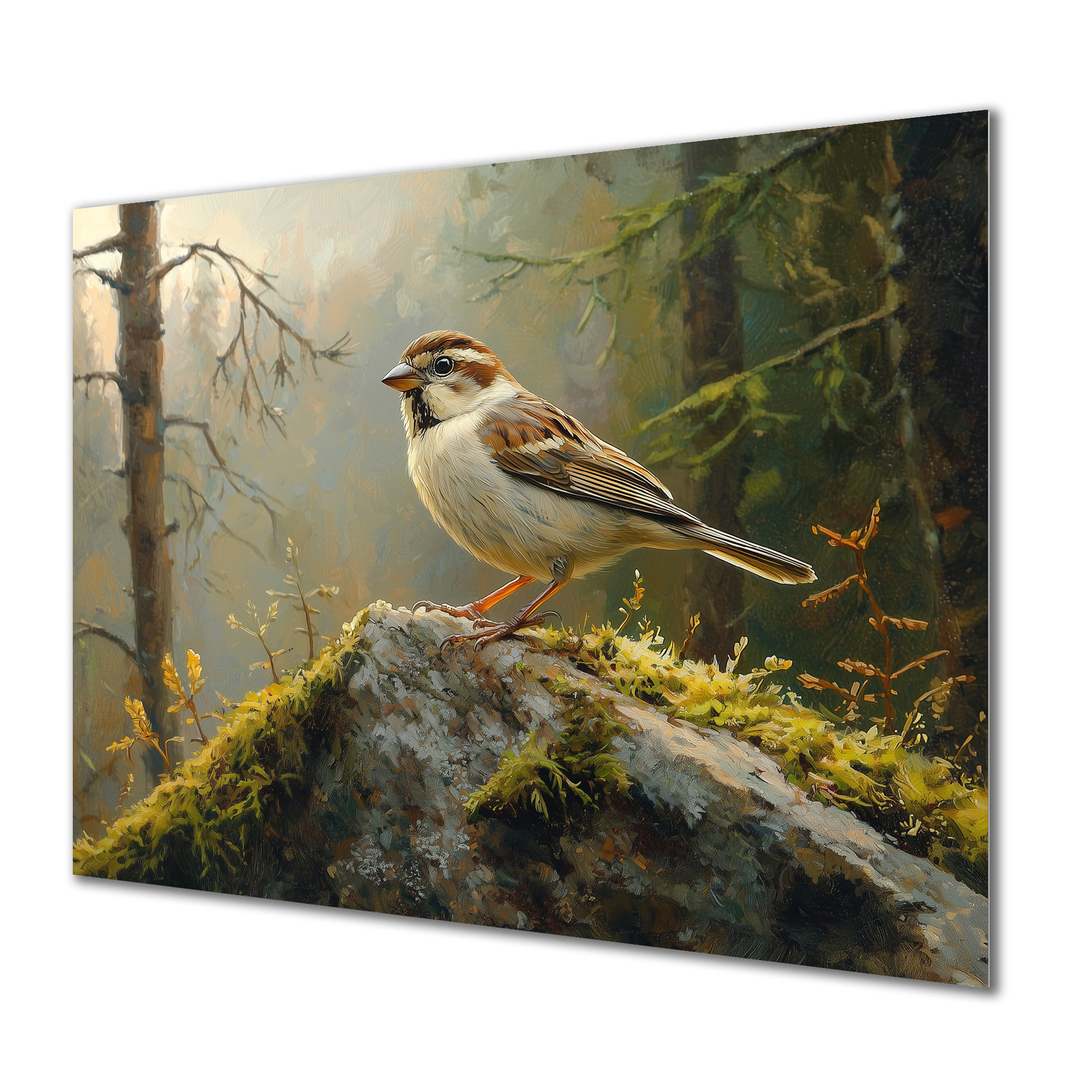 Latitude Run® Sparrow Bird On A Forest Rock II - Bird Metal Wall Art ...