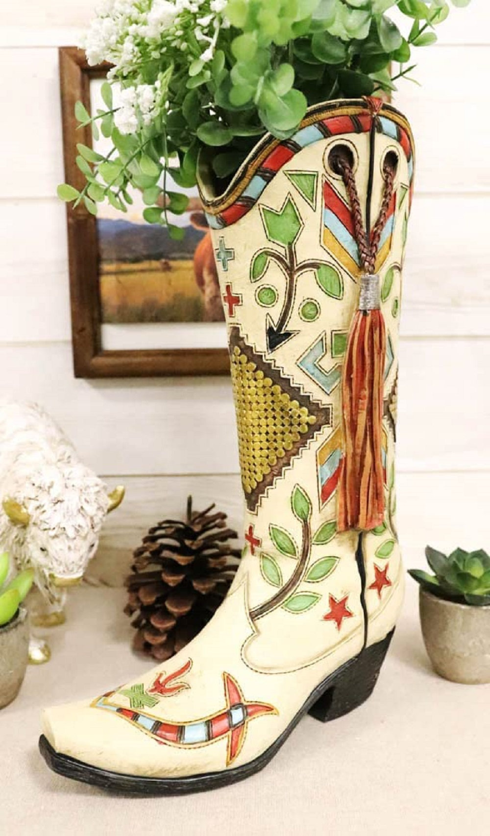 Foundry Select Rustic Western Country Faux Tooled Leather Cowgirl Boot ...