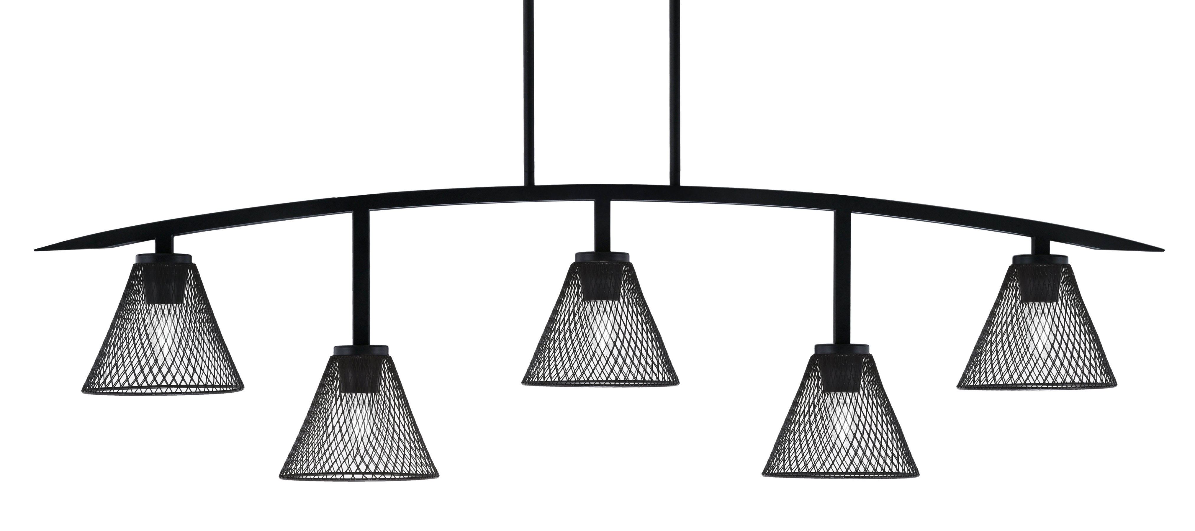 Toltec Lighting Kurve 5 Light Bar Shown In Matte Black Finish With 7 ...