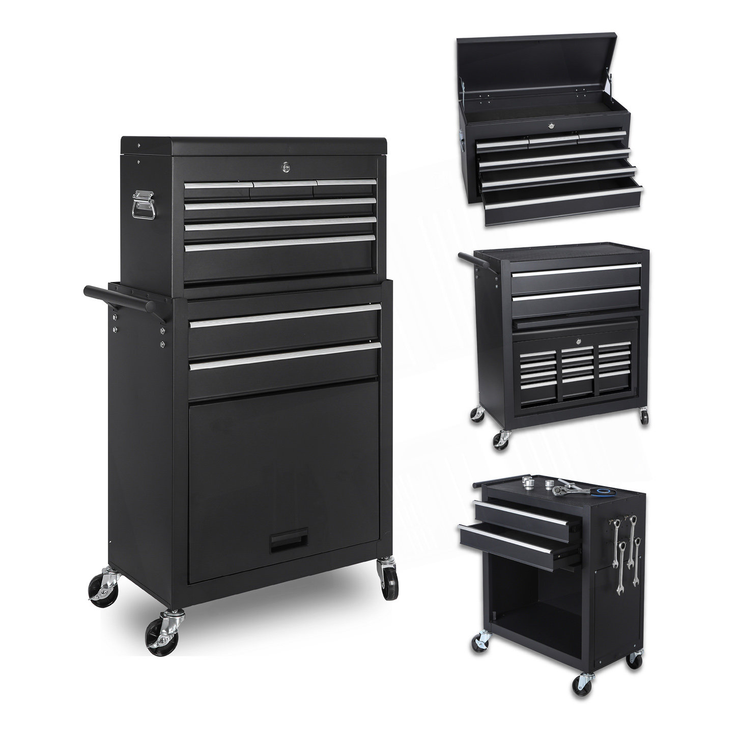 Dynoson Tool Chest, 8-Drawer Rolling Tool Storage Cabinet With 2 In 1 ...