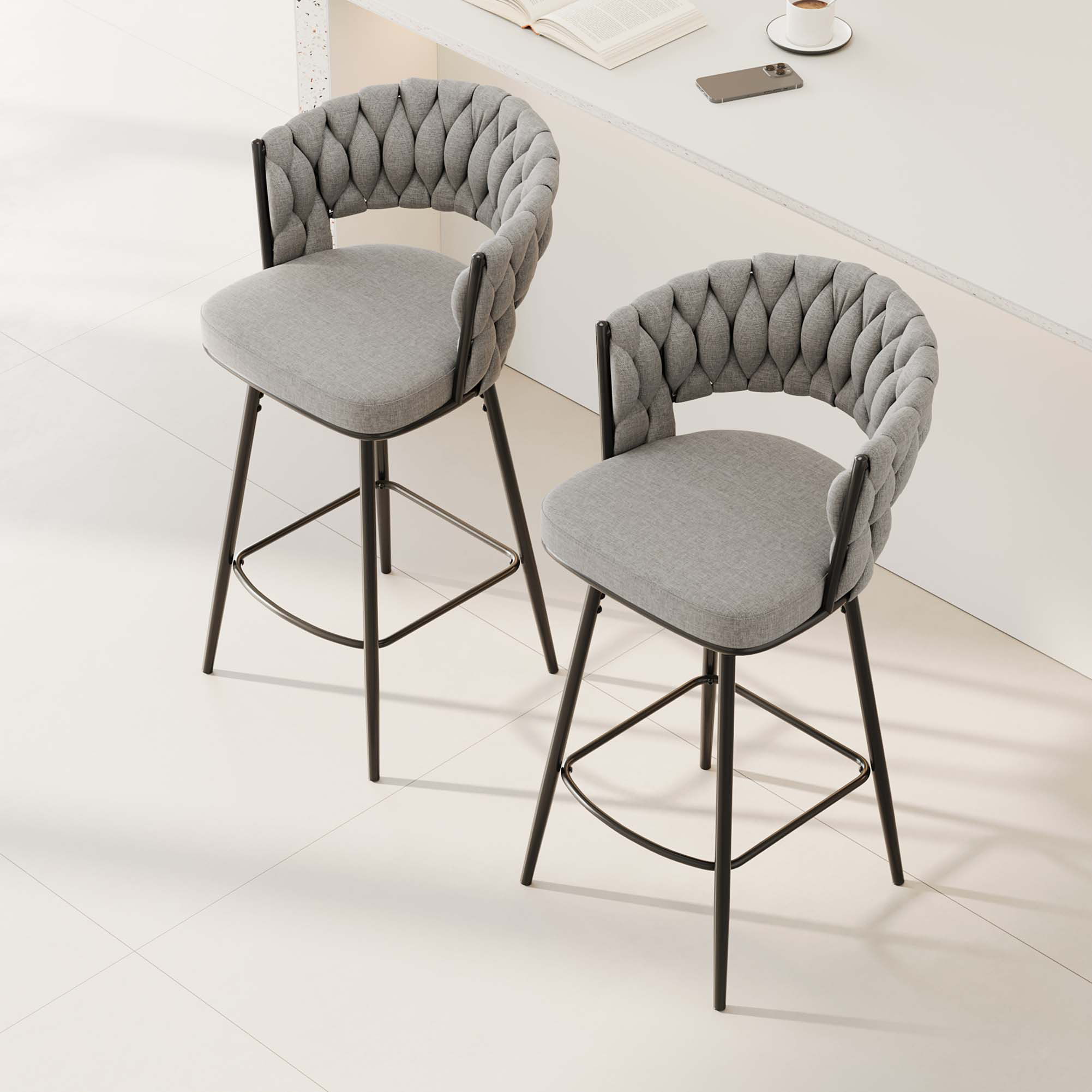 Latitude Run® 360°Swivel Bar Chairs Set Of 2, Equipped With Soft ...