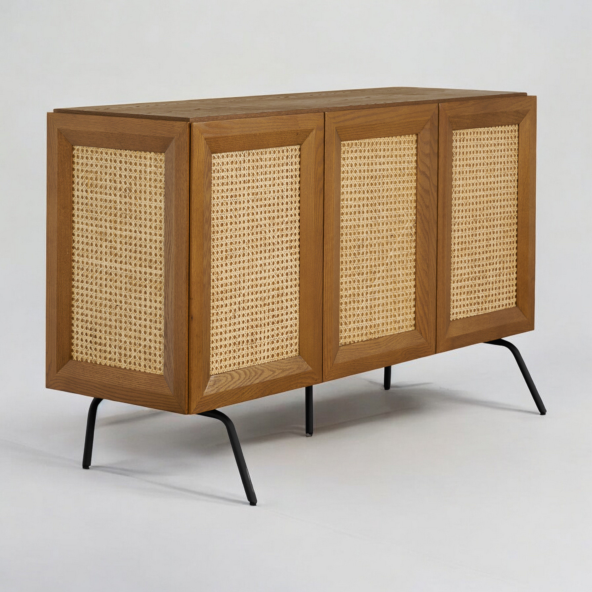 NTC MOSSIC Sideboard 3 Doors Natural Rattan Storage Cabinet, Buffet ...