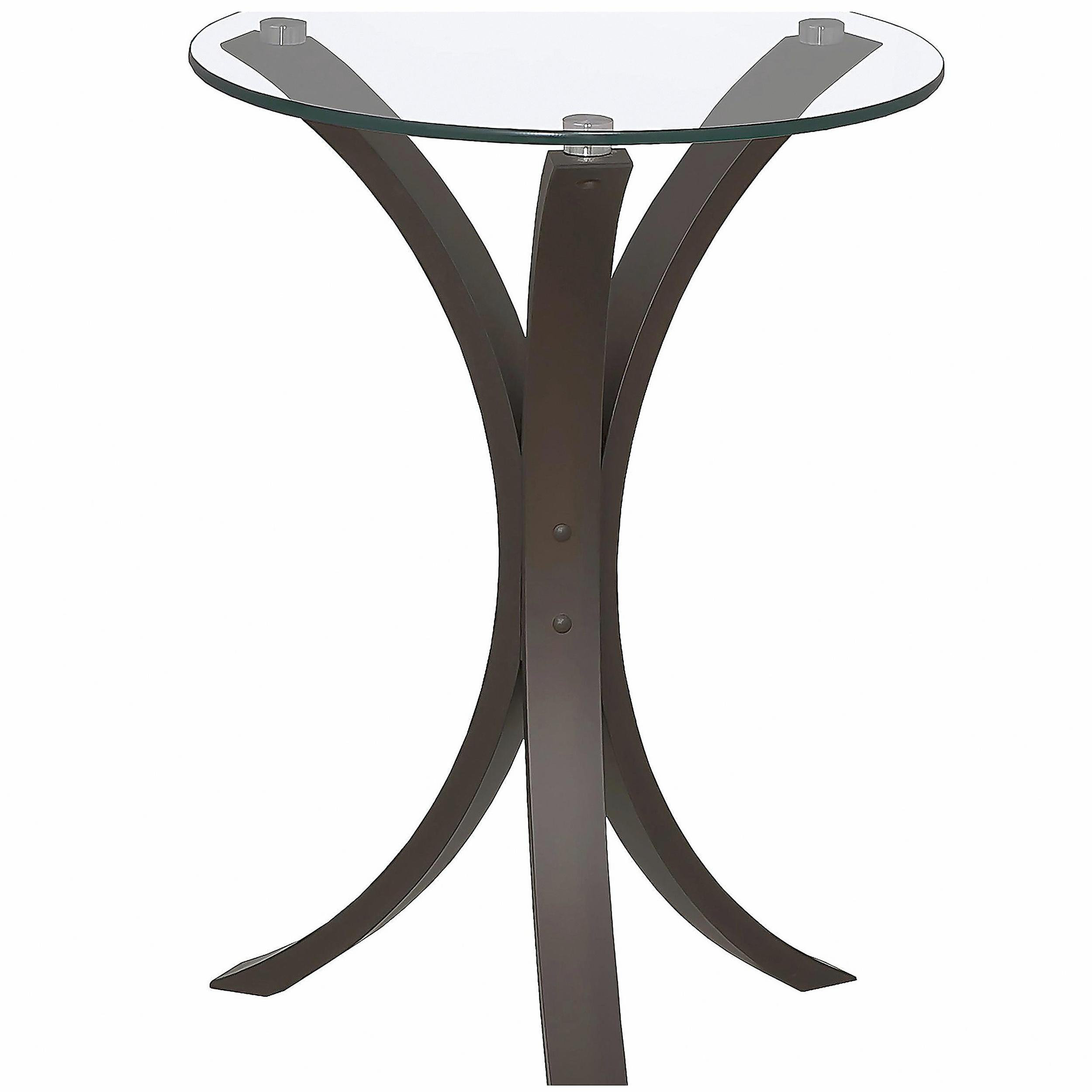 Ophelia & Co. Helena Cappuccino Round Glass Top Side Table | Wayfair