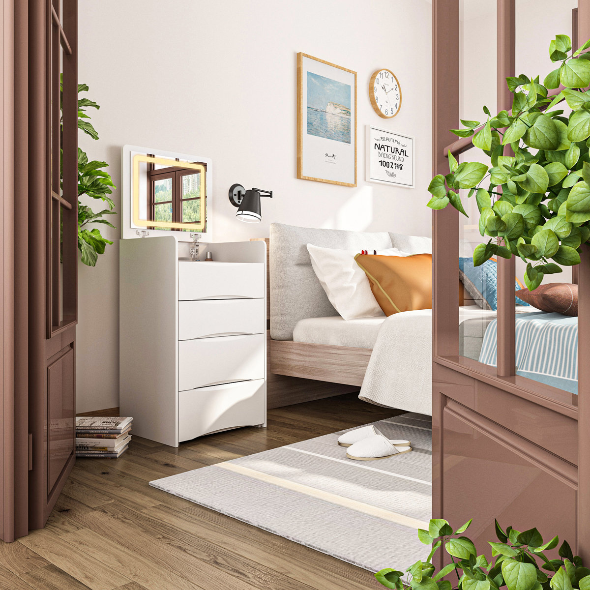 Ebern Designs Brevyn 18.7'' Wide Makeup Vanity Table with Flip Top ...