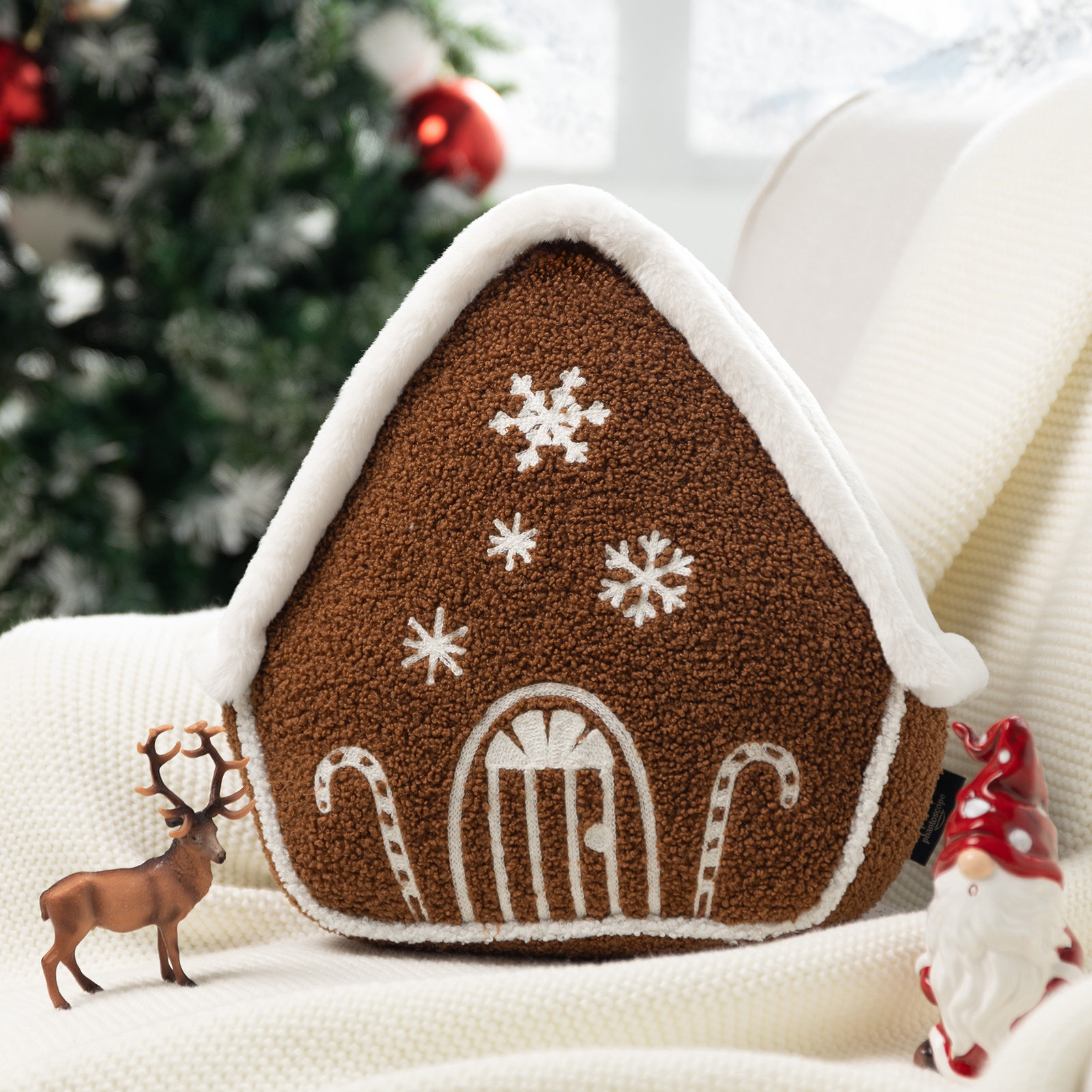 Phantoscope Gingerbread House Merry Christmas Throw Pillow For Couch ...