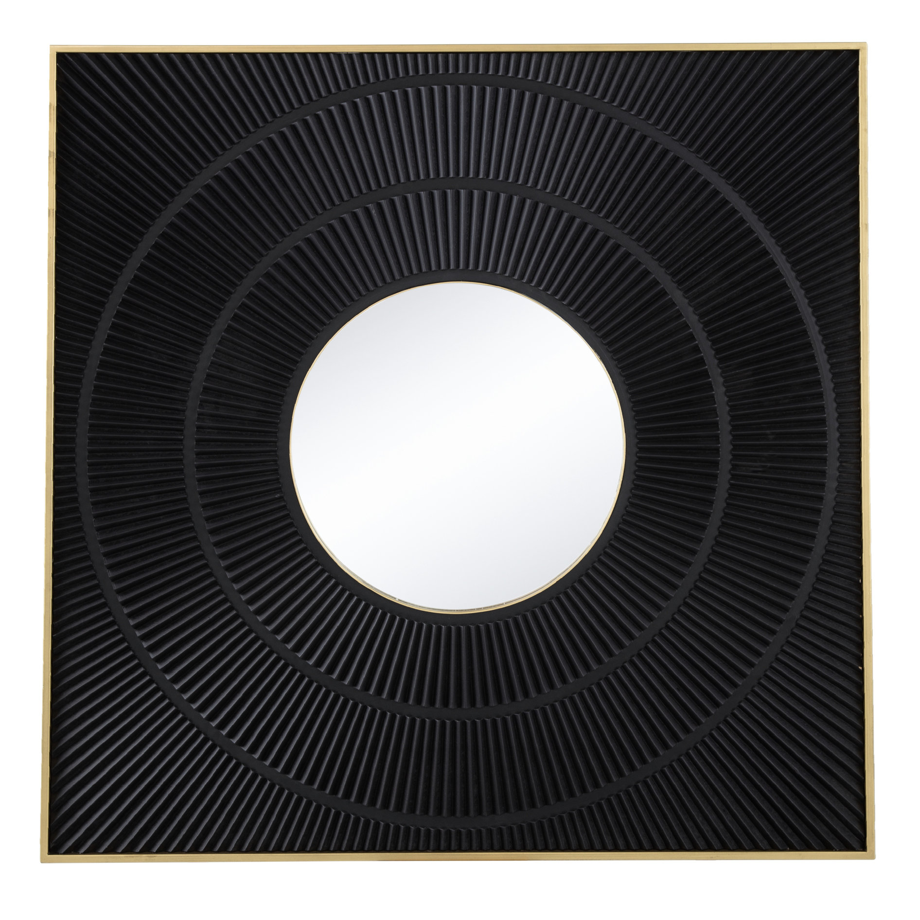 Everly Quinn Square Mirror With Pleated Design And Golden Iron Rim ...